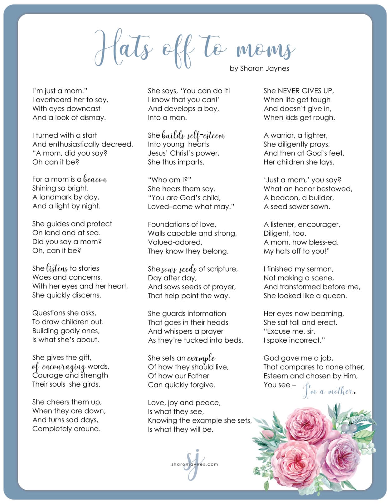 Many Hats Of A Mom Poem at Sarah Gooding blog